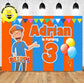 Custom Blippi Blue Orange Theme Birthday Backdrop – BigBigBee Party Sign